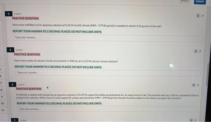 Solved 1 point PRACTICEQUESTION How many milliliters of an | Chegg.com