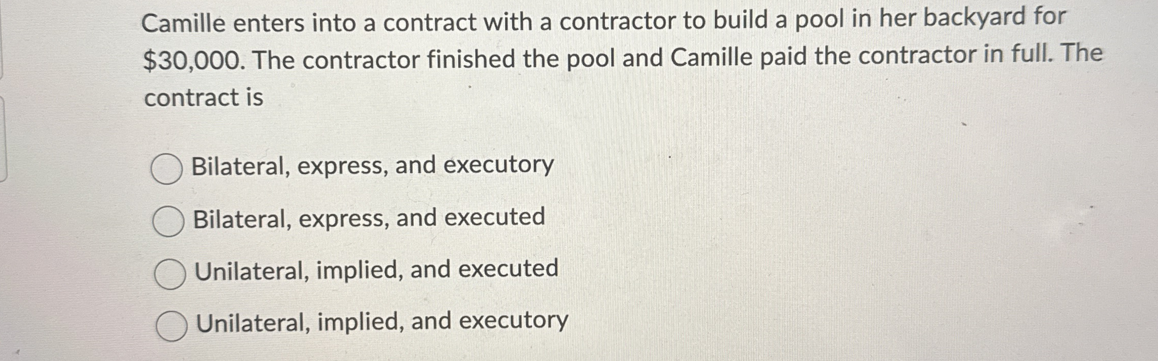 Solved Camille enters into a contract with a contractor to | Chegg.com