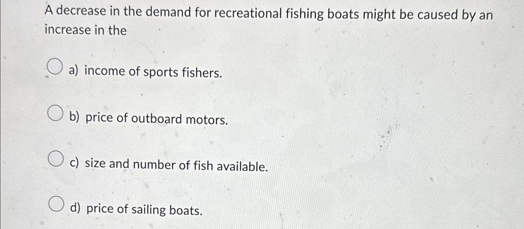 Solved A decrease in the demand for recreational fishing | Chegg.com