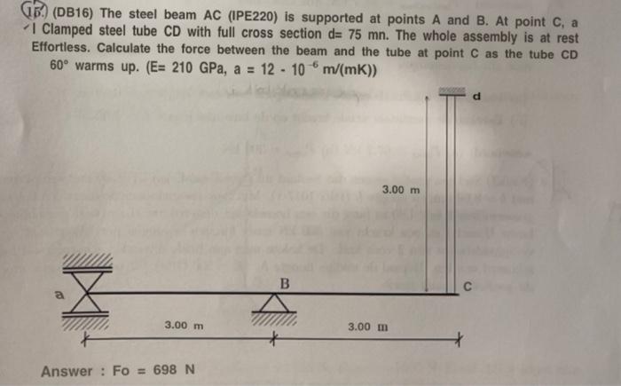 Solved GB) (DB16) The steel beam AC (IPE220) is supported at | Chegg.com