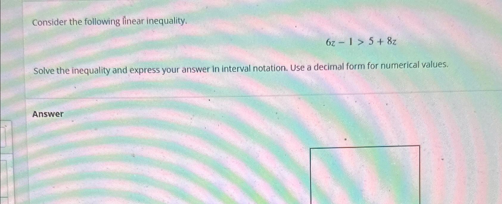 Solved Consider the following linear | Chegg.com