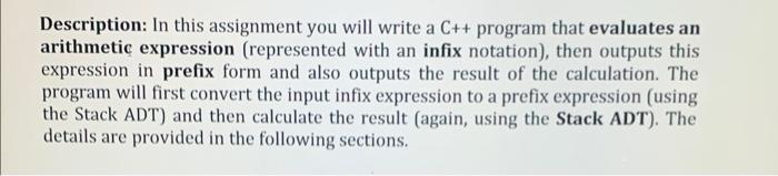 Solved Description: In this assignment you will write a C++ | Chegg.com