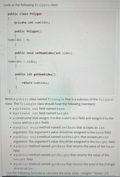 Solved Write A Public Class Named Triangle That Is A