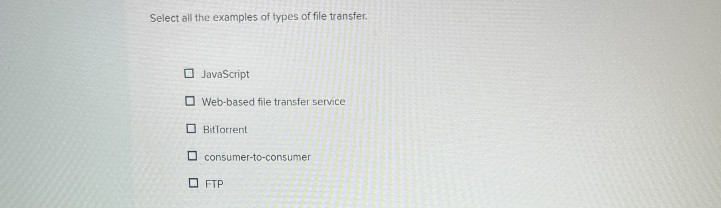 Solved Select all the examples of types of file | Chegg.com