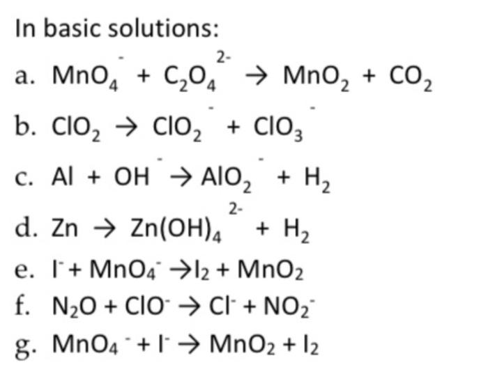 Solved 1- Balance the following reactions: 2- In basic | Chegg.com