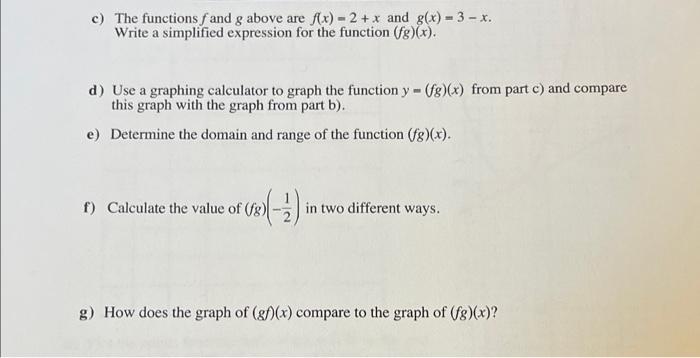 Solved 1. Consider functions f and g defined for all real | Chegg.com