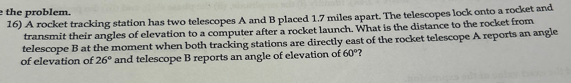 Solved the problem.A rocket tracking station has two | Chegg.com