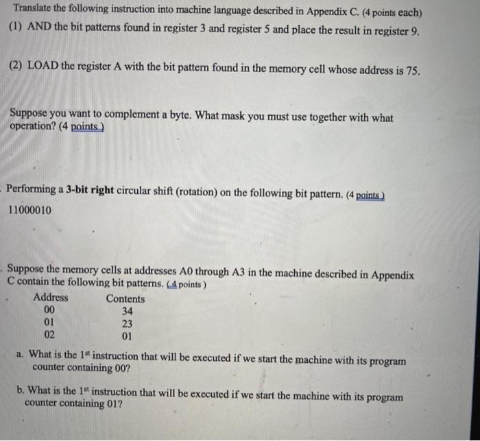 Solved Translate the following instruction into machine | Chegg.com