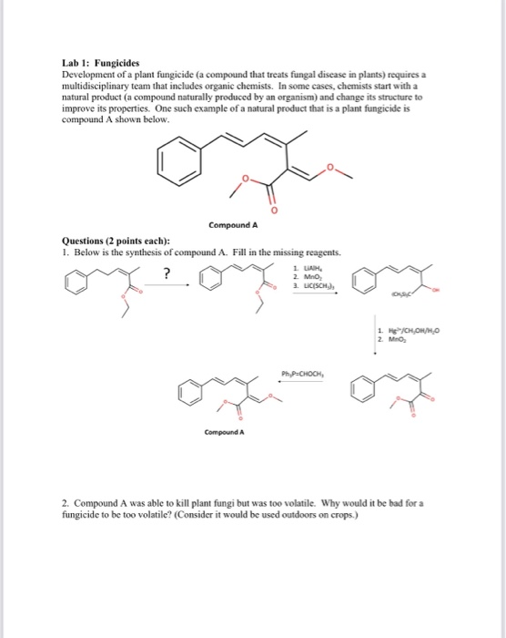 Solved Lab 1: Fungicides Development of a plant fungicide (a | Chegg.com