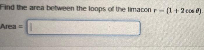 Solved Find the area between the loops of the limacon r = (1 | Chegg.com