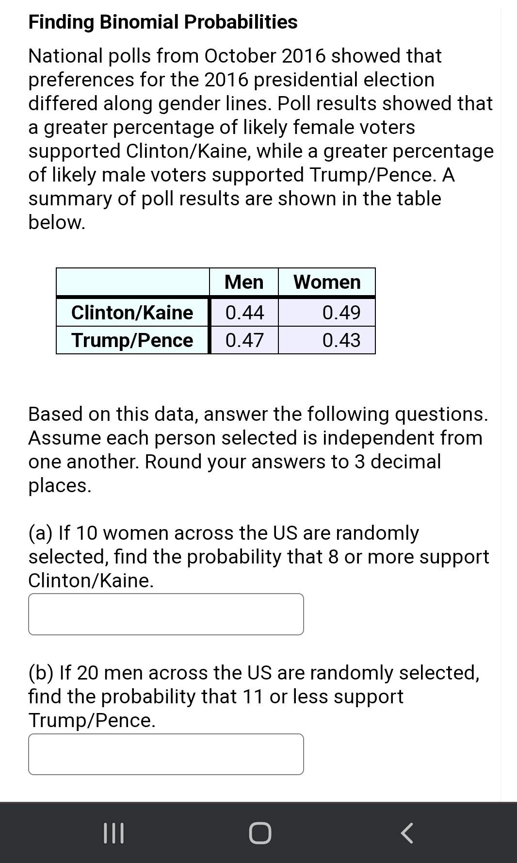 Solved Finding Binomial Probabilities National polls from | Chegg.com