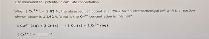 Solved Predict cell potential under nonstandard conditions. | Chegg.com