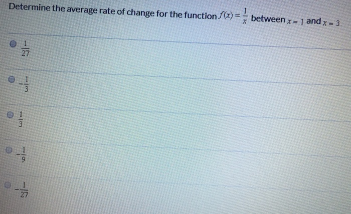 Solved Determine the average rate of change for the function | Chegg.com