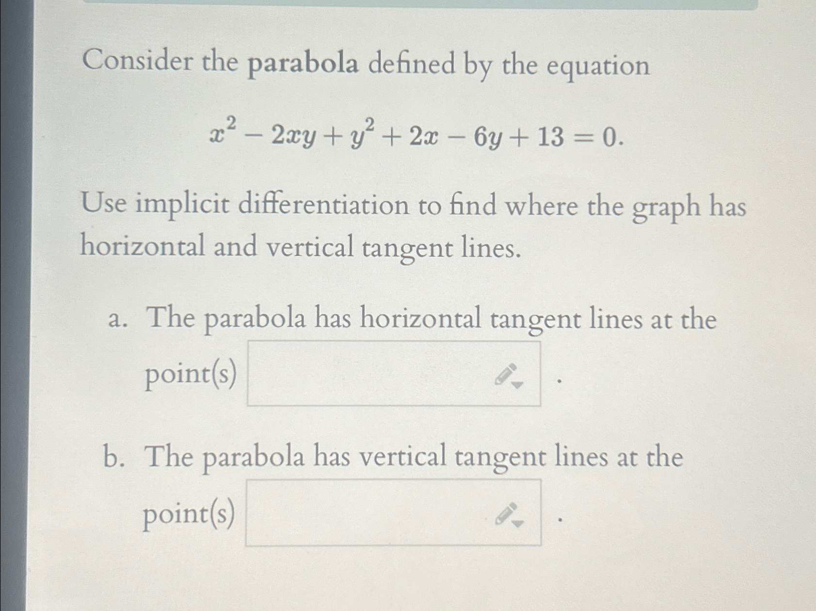 Solved Consider the parabola defined by the | Chegg.com