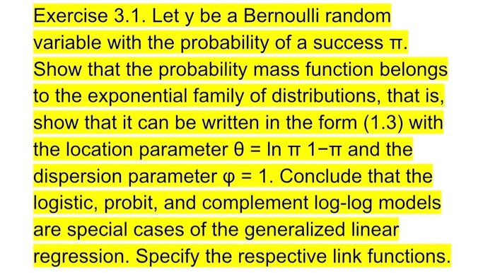 Solved Exercise 3.1. Let y be a Bernoulli random variable | Chegg.com