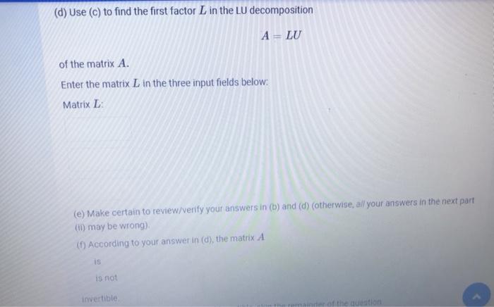Solved (LU Decompositions). Consider the matrix 2 3 10 12 | Chegg.com