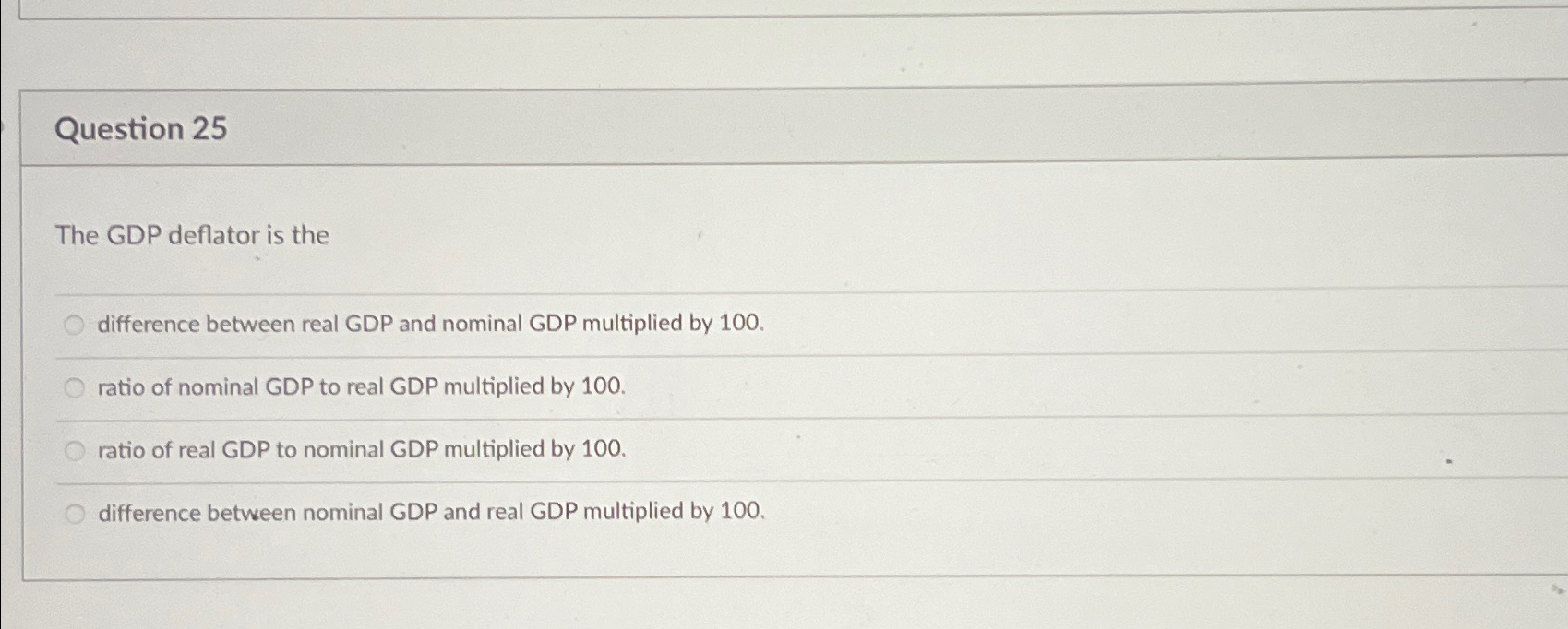 Solved Question 25The GDP deflator is thedifference between | Chegg.com