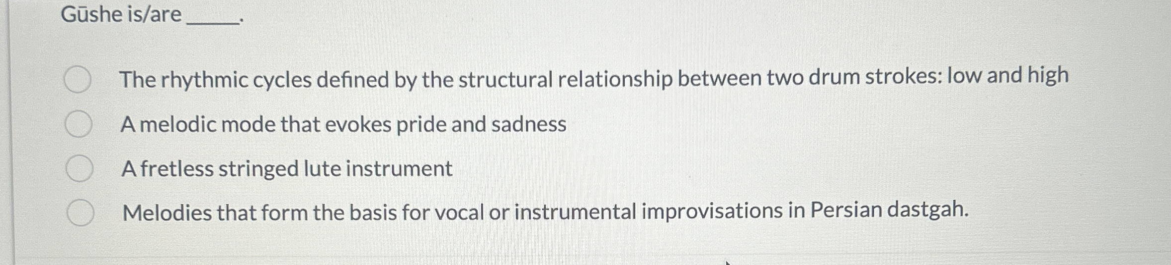 Solved Gūshe is/areThe rhythmic cycles defined by the | Chegg.com
