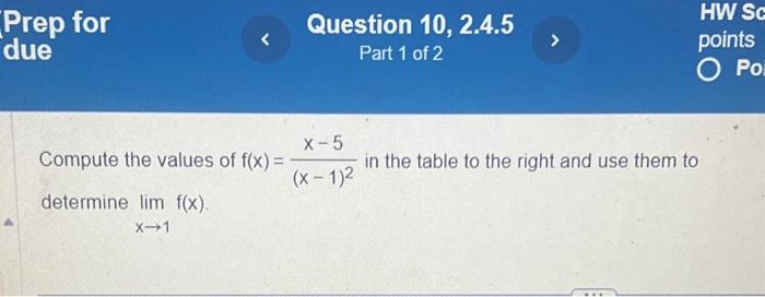 Solved Compute the values of f(x)=(x−1)2x−5 in the table to | Chegg.com