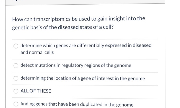 Solved How can transcriptomics be used to gain insight into | Chegg.com