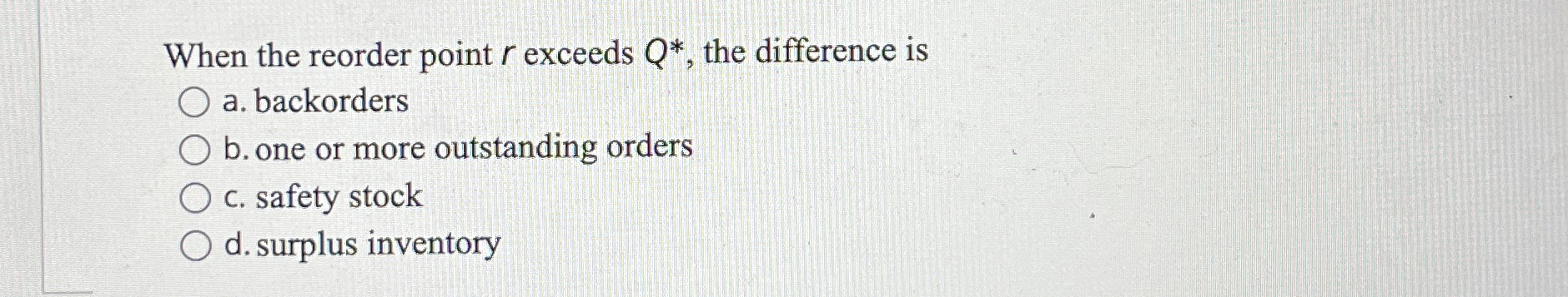 Solved When the reorder point r ﻿exceeds Q**, ﻿the | Chegg.com