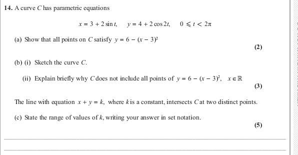 Solved 14. A curve C has parametric equations 0