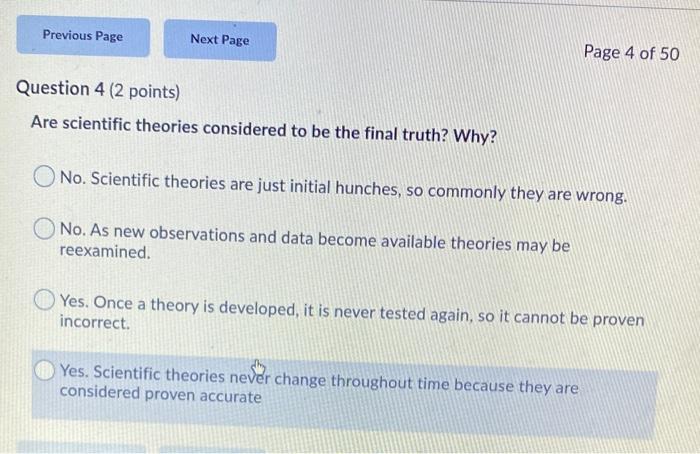 Solved Previous Page Next Page Page 4 of 50 Question 4 (2 | Chegg.com