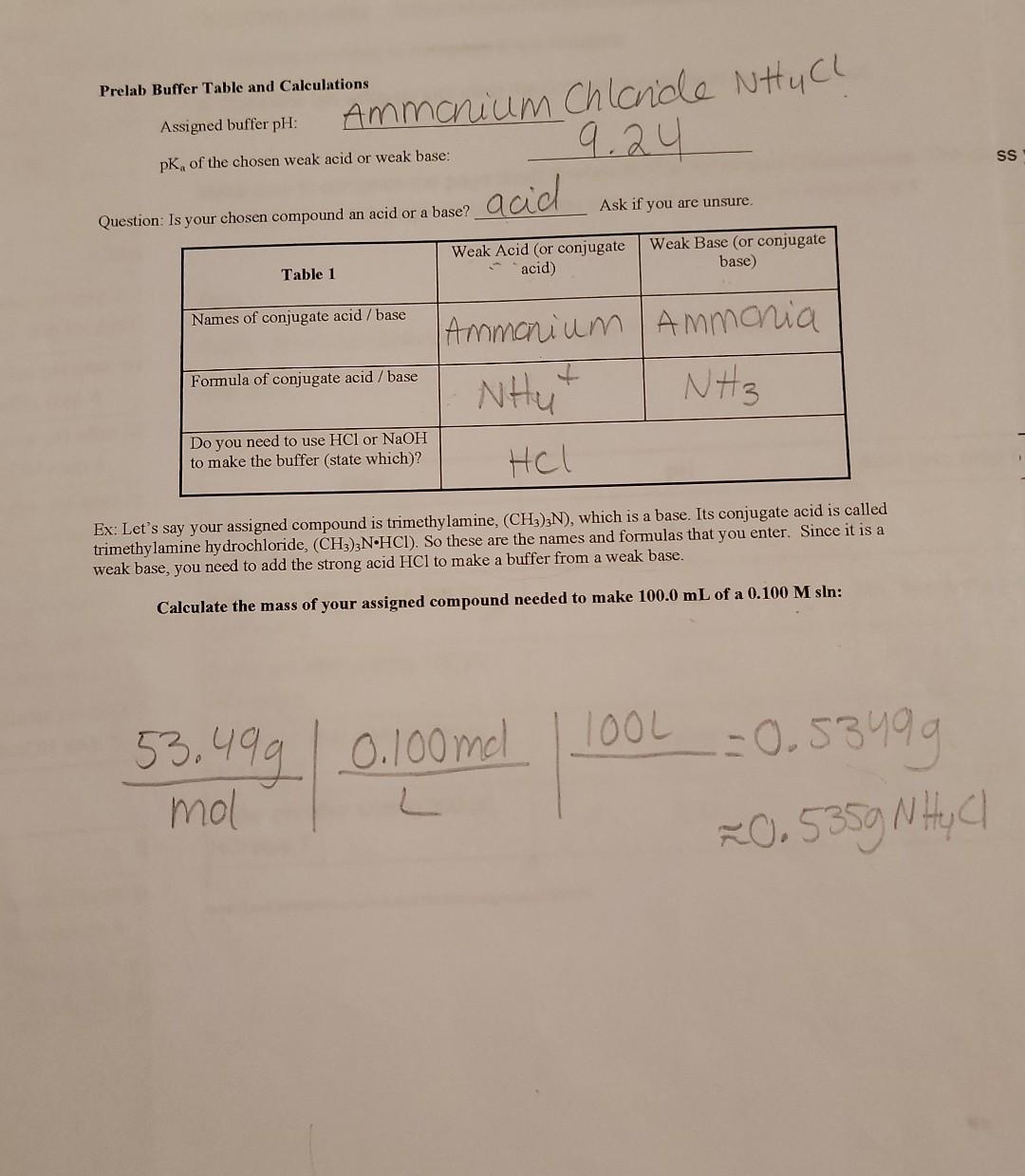 Experiment 6: Buffers Prelab: In addition to a | Chegg.com