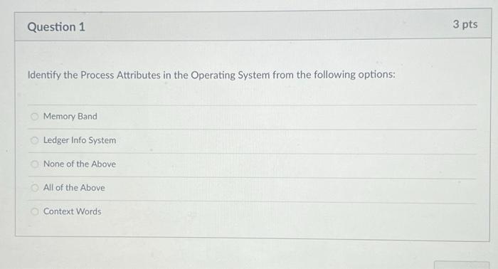 Solved Identify the Process Attributes in the Operating | Chegg.com