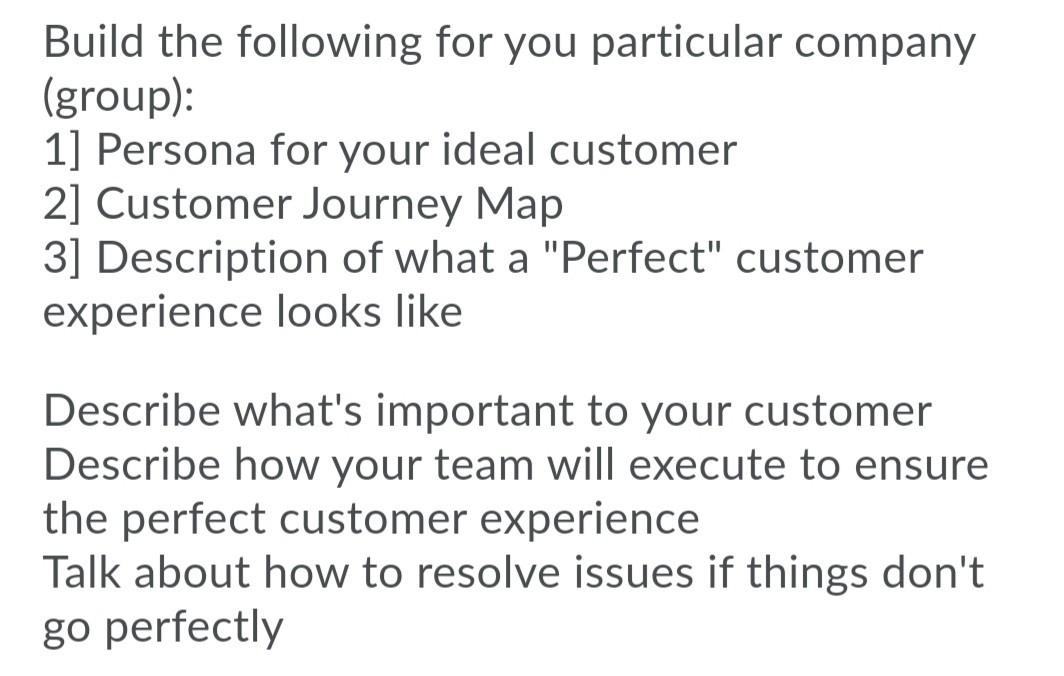 Solved Build the following for you particular company | Chegg.com