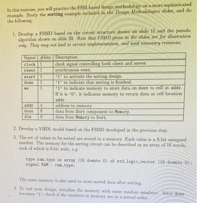 In this exercise, you will practice the FSM-based | Chegg.com