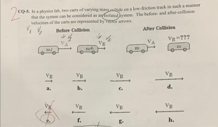 Solved 2004 CQ-5. In a physics lab, two carts of varying | Chegg.com