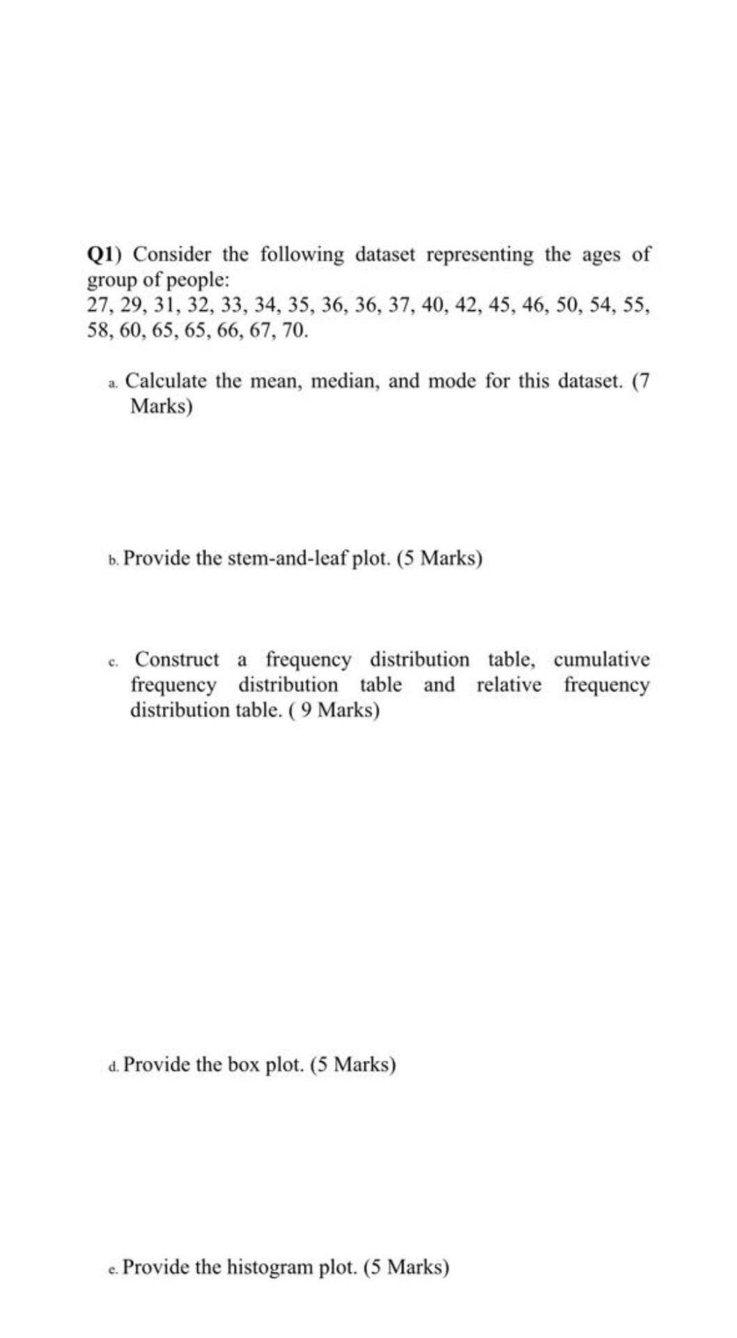 Solved Q1) Consider the following dataset representing the | Chegg.com