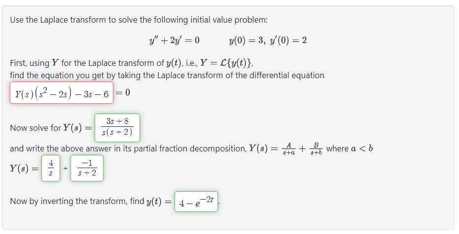 Solved Use the Laplace transform to solve the following | Chegg.com