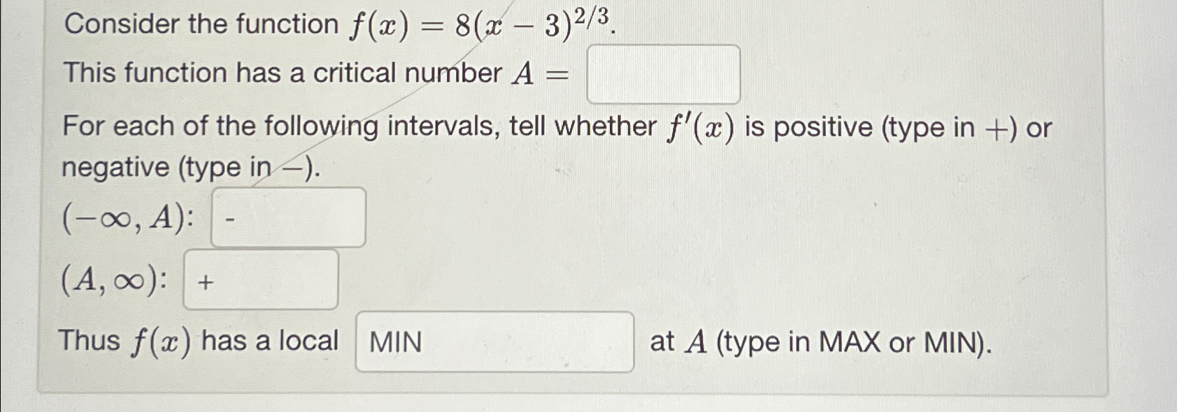 Solved Consider the function f(x)=8(x-3)23.This function has | Chegg.com