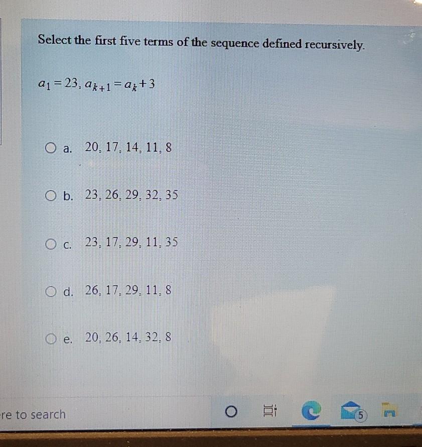 Solved Select the first five terms of the sequence defined | Chegg.com