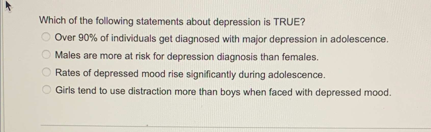 Solved Which of the following statements about depression is | Chegg.com
