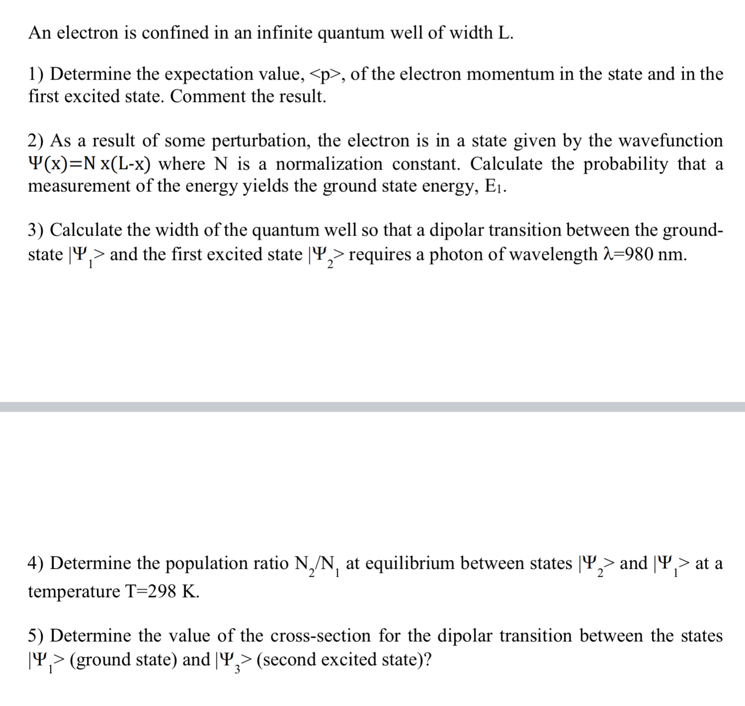 Solved An electron is confined in an infinite quantum well | Chegg.com