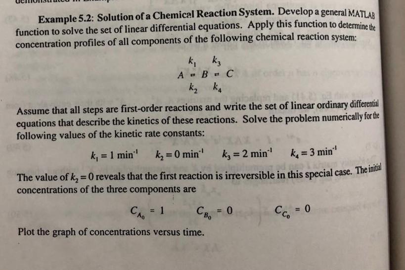 Solved Example 5.2: Solution of a Chemical Reaction System. | Chegg.com