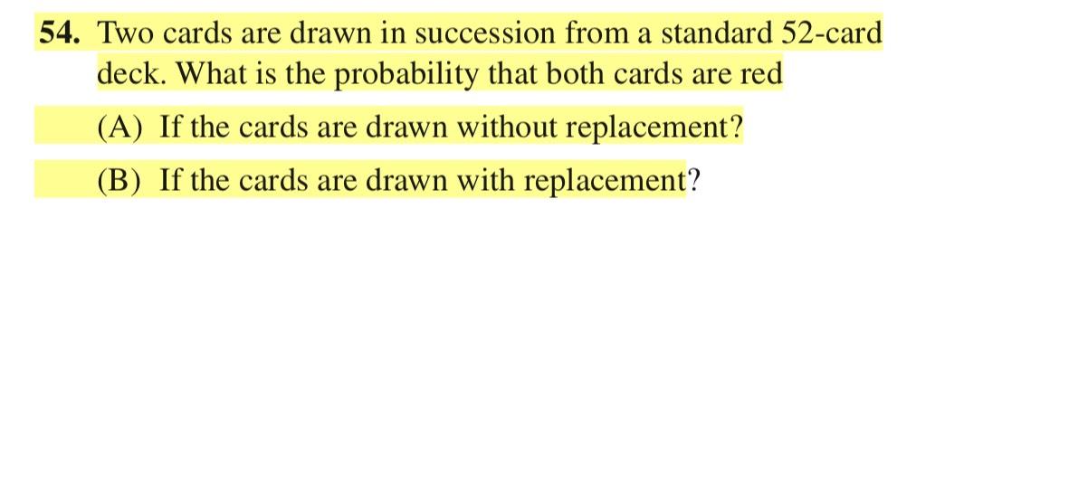 Solved Two cards are drawn in succession from a standard | Chegg.com