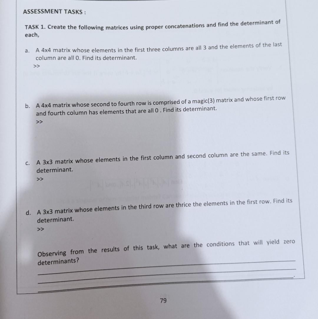 Solved ASSESSMENT TASKS : TASK 1. Create the following | Chegg.com