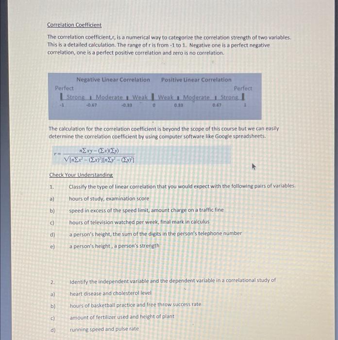 Solved Correlation coefficient The correlation | Chegg.com