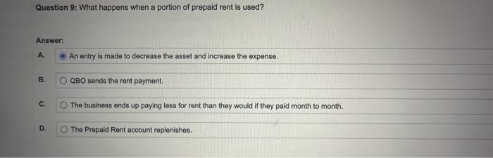 Solved Question 9: What happens when a portion of prepaid | Chegg.com