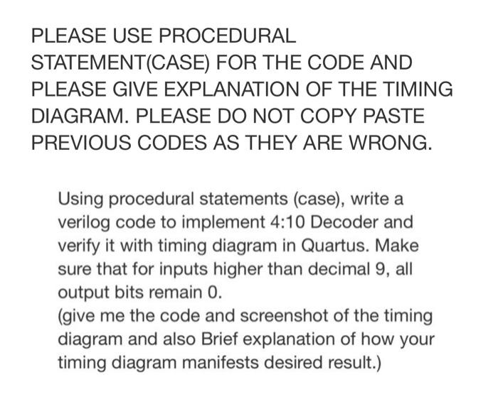 Solved PLEASE USE PROCEDURAL STATEMENT(CASE) FOR THE CODE | Chegg.com