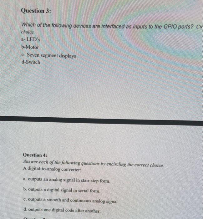 Solved Which of the following devices are interfaced as | Chegg.com