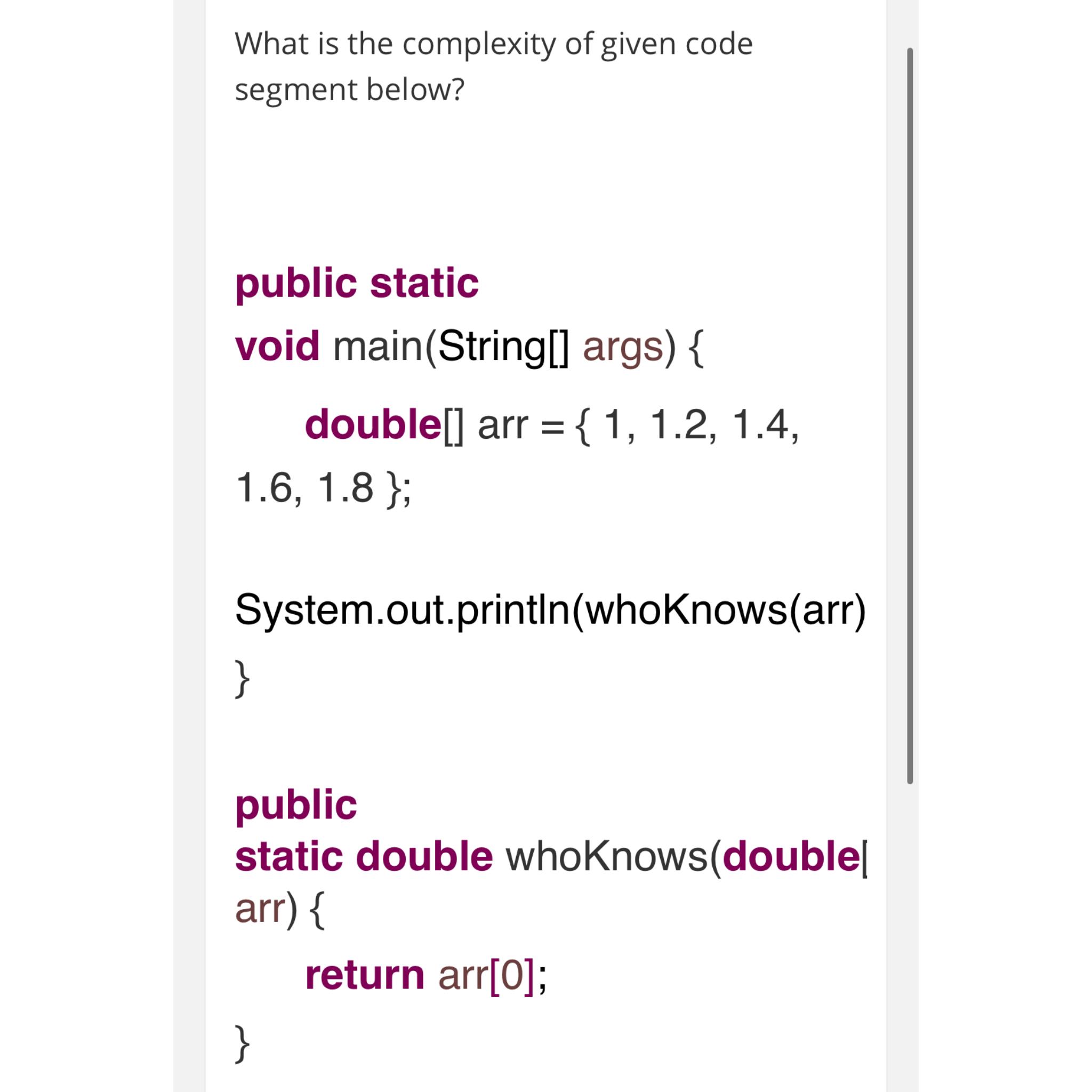 Solved What is the complexity of given code segment | Chegg.com