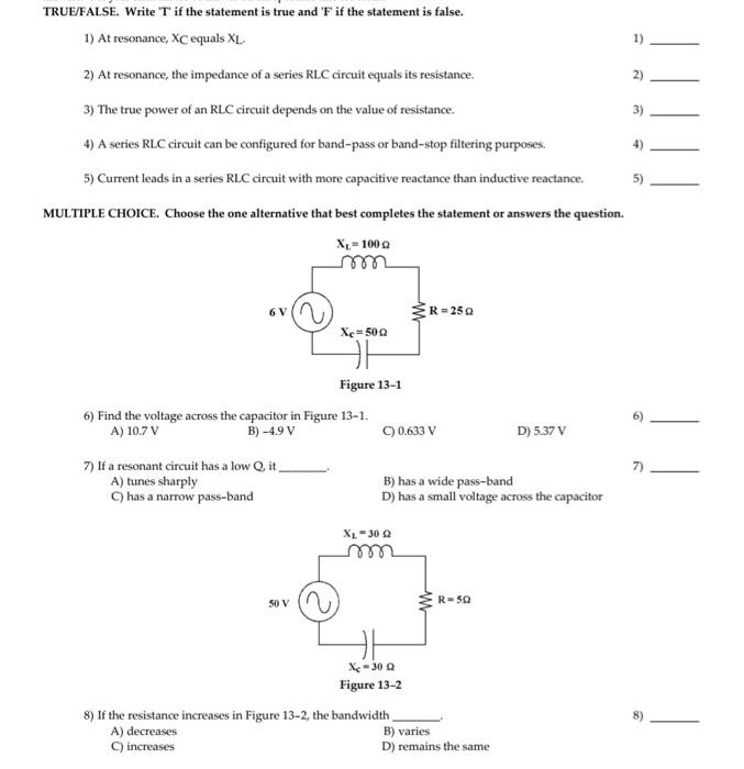 Solved TRUE/FALSE. Write ' T ' if the statement is true and | Chegg.com