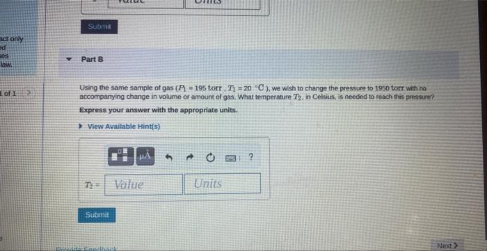 Solved A sample of a gas is in a sealed container. The | Chegg.com