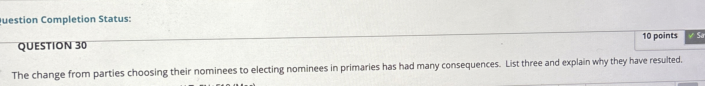 Solved uestion Completion Status:QUESTION 3010 pointsThe | Chegg.com Solved uestion Completion Status:QUESTION 3010 pointsThe | Chegg.com