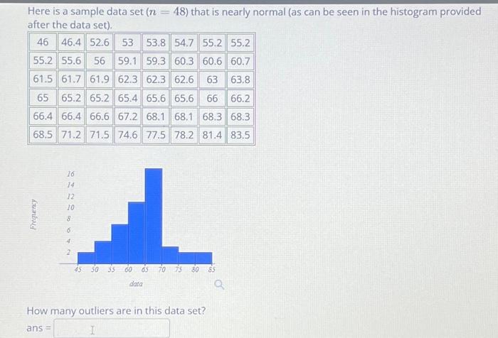 Solved Here Is A Sample Data Set N 48 That Is Nearly 